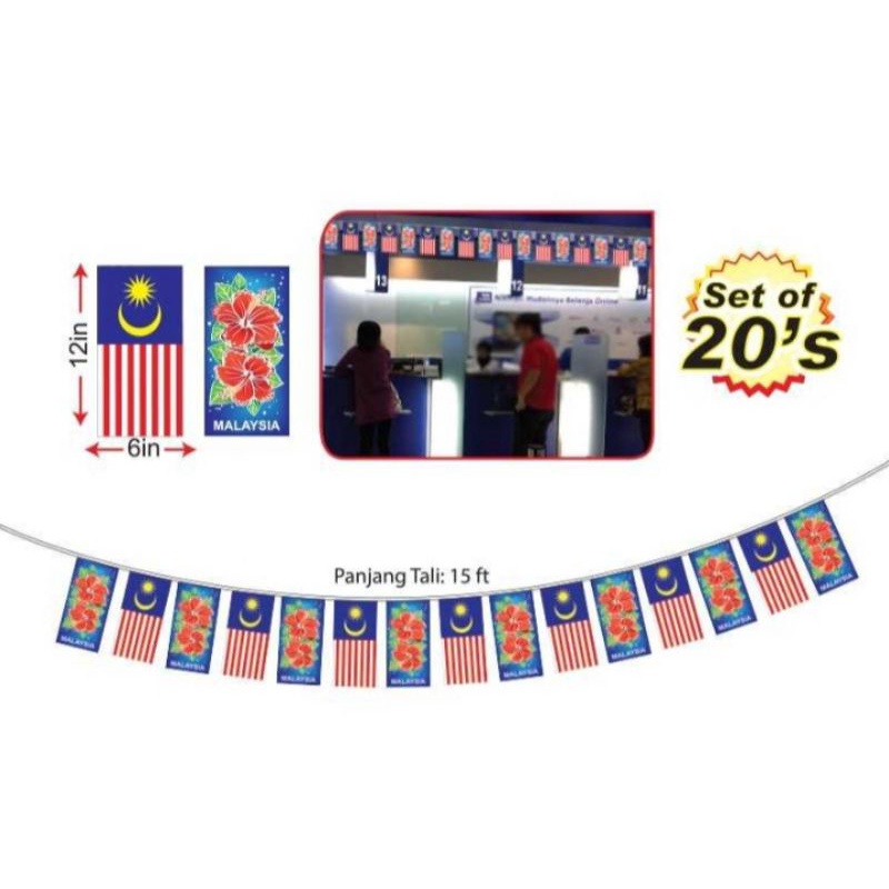 SET MALAYSIA FLAGLINE HIBISCUS BUNGA RAYA NEGERI-NEGERI BENDERA GANTUNG ...