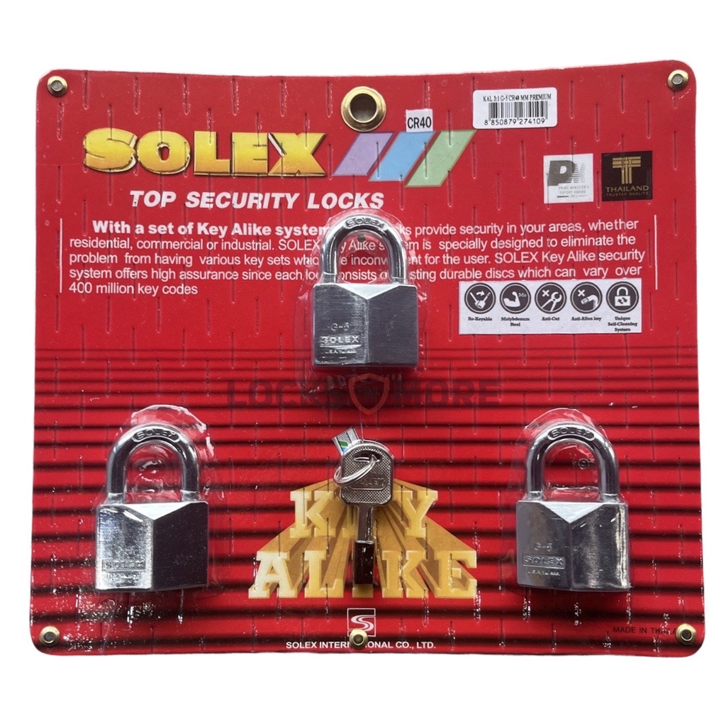 100% ORIGINAL Solex Padlock G5 Anti-Cut Padlock Key Alike System Solex ...