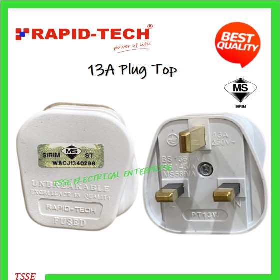 13A 3 Pin Plug Top / APPROVED UK Plug Top / Kepala Plug Eletrik (SIRIM ...