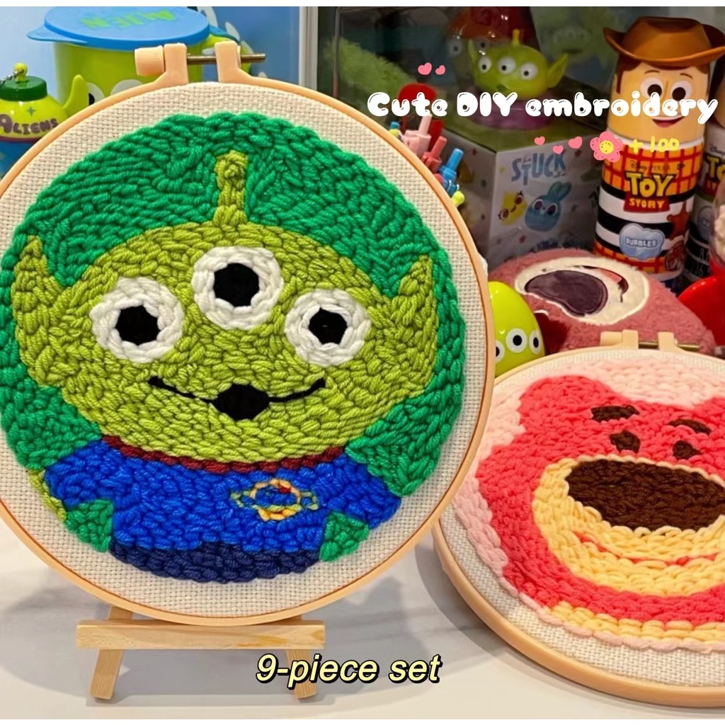 Embroidery Kit Needlework for Beginner Punch Needle Cross Stitch Set ...