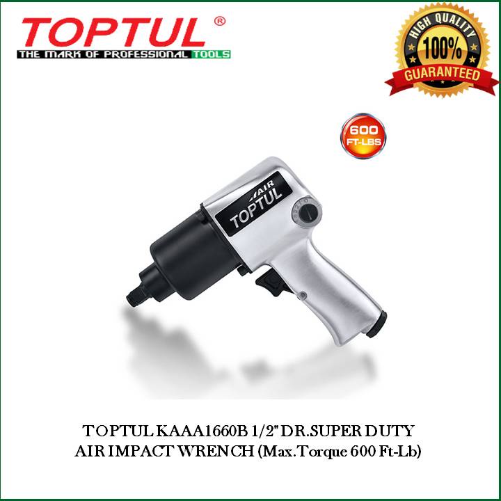 TOPTUL KAAA1660B 1/2" DR.SUPER DUTY AIR IMPACT WRENCH (Max.Torque 600 ...