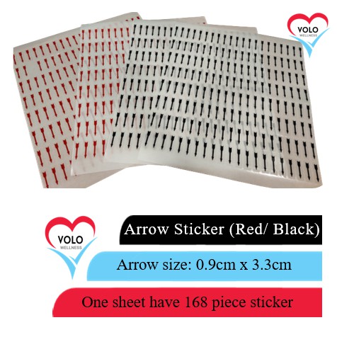 Red/Black Arrow Sticker (Sticker Size: 0.9cm x 3.3cm) - 168 pcs/sheet ...