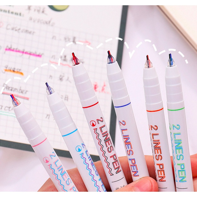 INSDECOOO Double Lines Pen｜双线笔 Student Ins Silicone Gel Pen 中性笔 学生ins卡通 ...