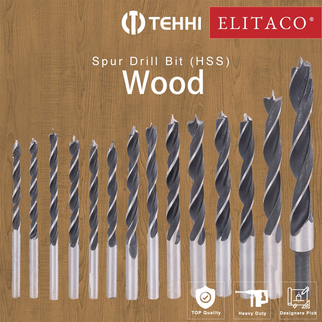 【ELITACO】135˚ HSS Spur Drill Bit Wood Woodworking Hole Drilling Round ...