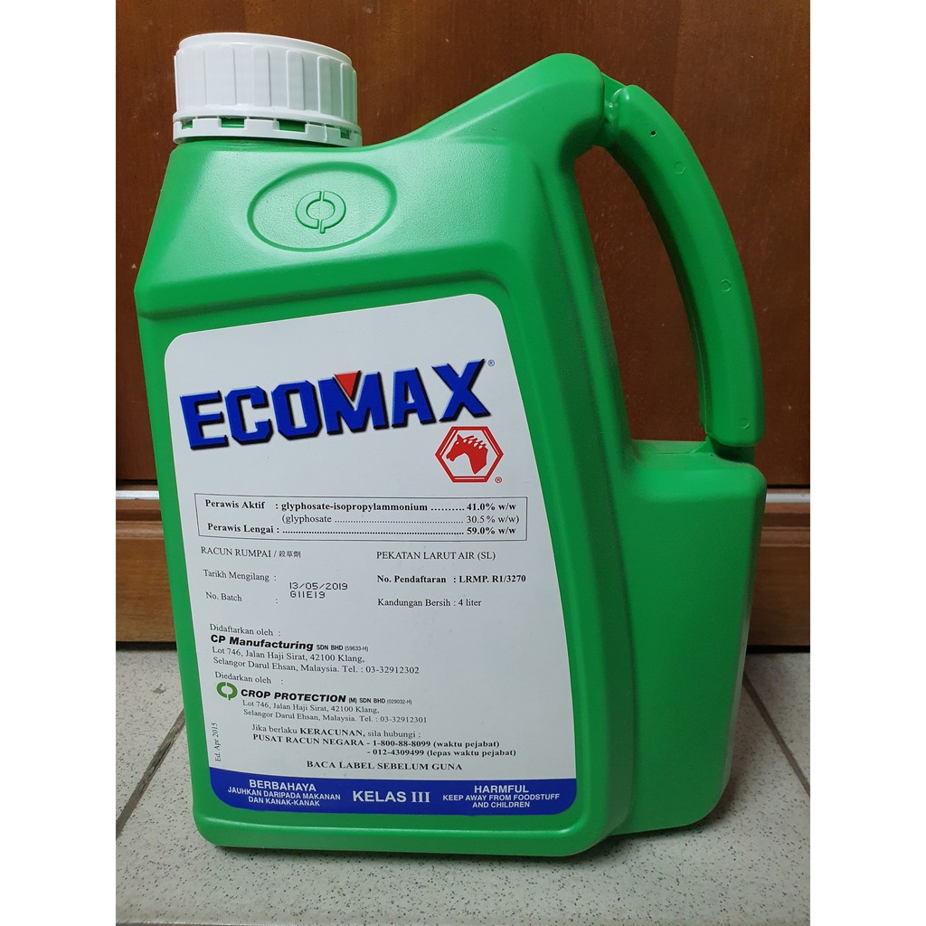 ECOMAX GLYPHOSATE 41% 4L RACUN LALANG, HERBICIDE, 茅草精. Active ...