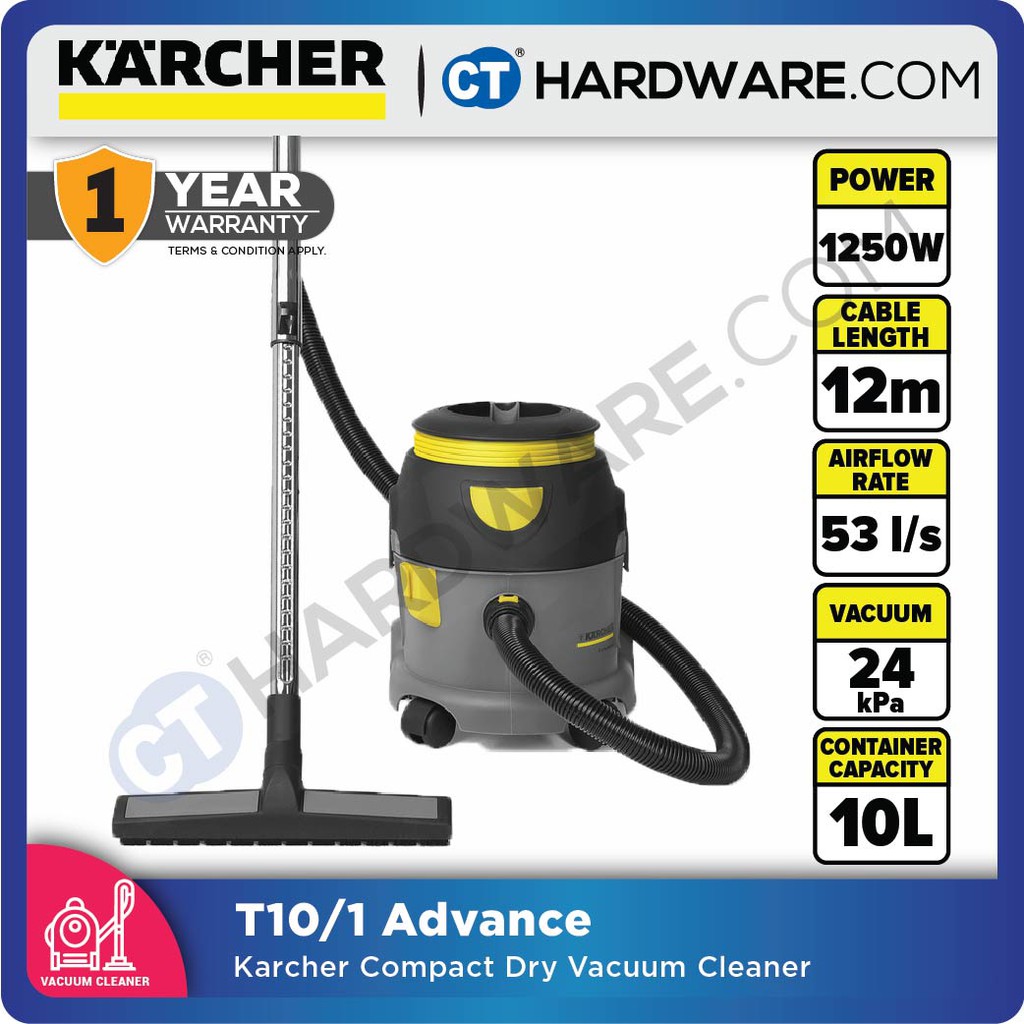 KARCHER T 10/1 Adv COMPACT DRY VACUUM CLEANER 1250W 10L ( T101ADV ...