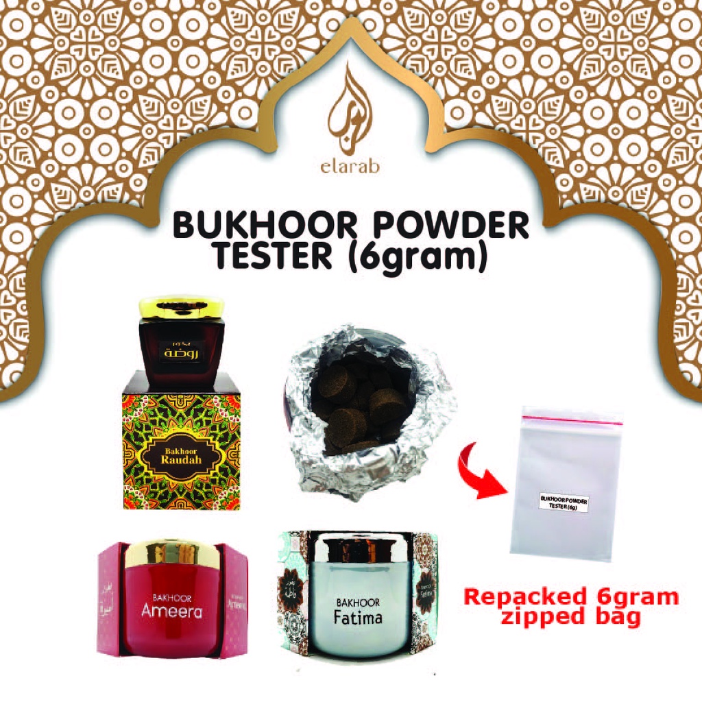 BUKHOOR POWDER TESTER / SAMPLES REPACKED (6gram) | Shopee Malaysia