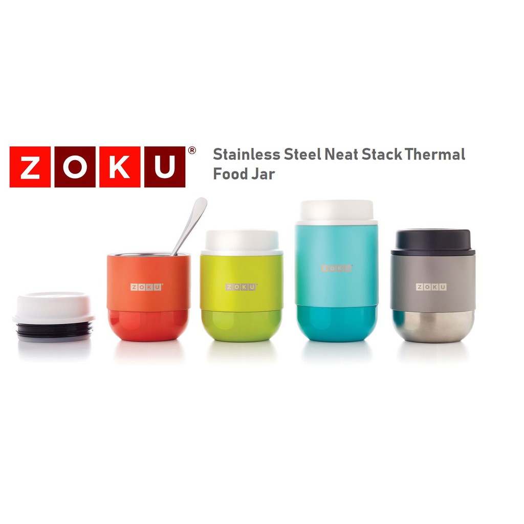 Zoku Premium Thermal Food Jar Stainless Steel Neat Stack 16oz (465ml) 10oz (295ml) Premium ...