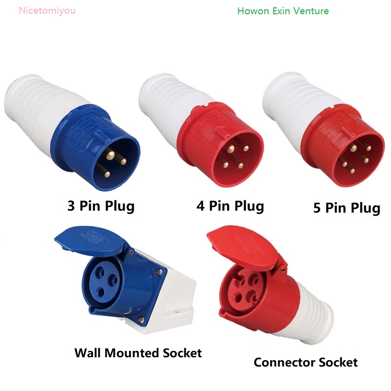 Industrial Plug Wall Socket Connector 16A 32A 3 Pin 4 Pin 5 Pin 240V ...