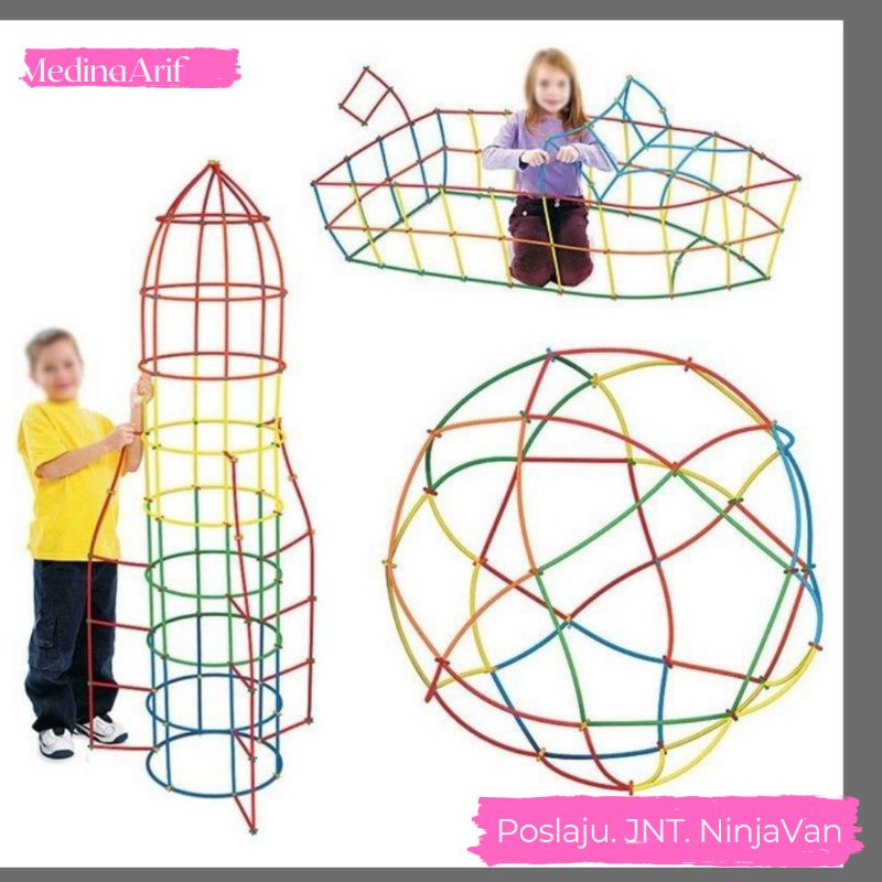 DIY Straw Sucker Intelligent Building Block Straw Lego Blok Bangunan ...