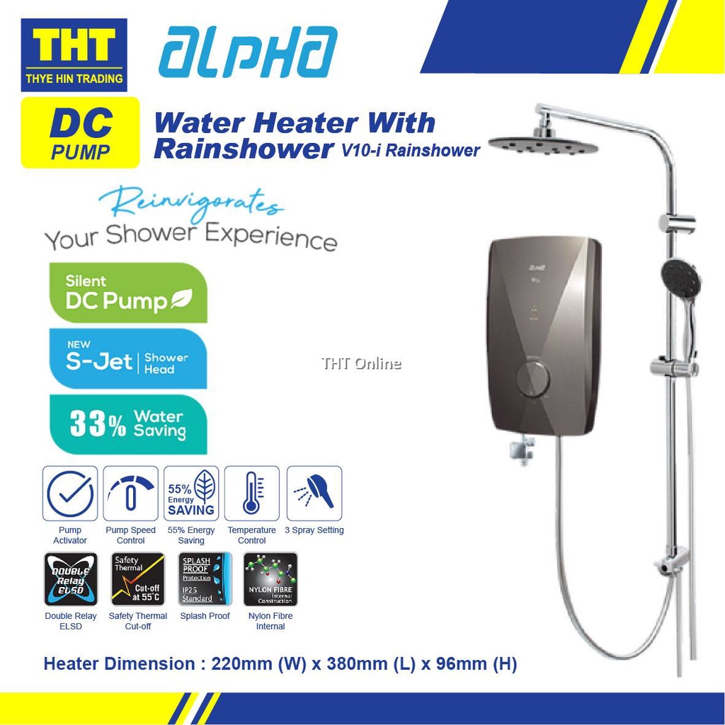 Alpha Water Heater With DC Pump and Rain Shower V10I(RIS) | Shopee Malaysia