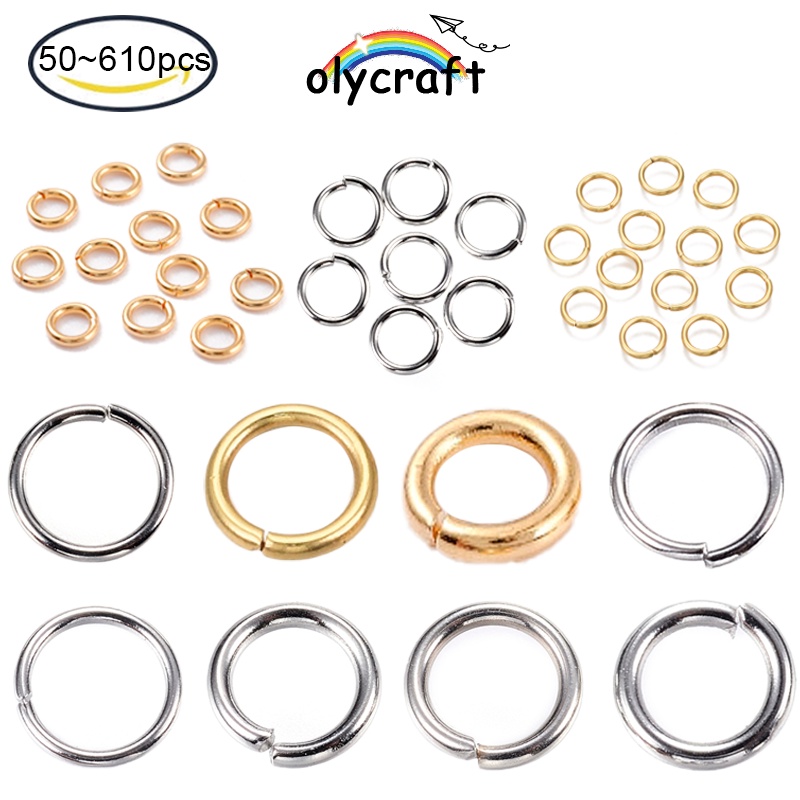 Olycraft 50-610 Pcs 304 Stainless Steel Close Jump Rings Metal Connectors for DIY Jewelry ...