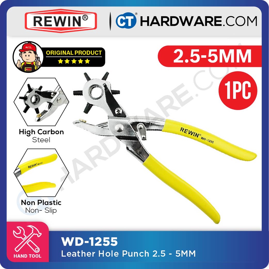 REWIN WD-1255 LEATHER HOLE PUNCH 2.5 - 5MM [ WD1255 ] | Shopee Malaysia