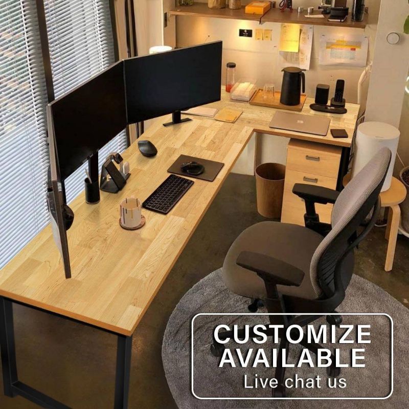 L SHAPE STUDY TABLE SOLID WOOD 24MM THICKNESS | Shopee Malaysia