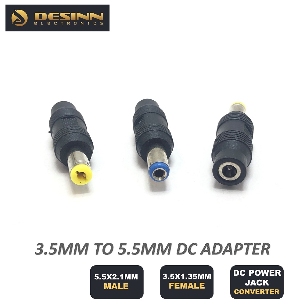 Power Connector Adapter 5.5mm x 2.1mm Male Plug to 3.5mm x 1.35mm ...