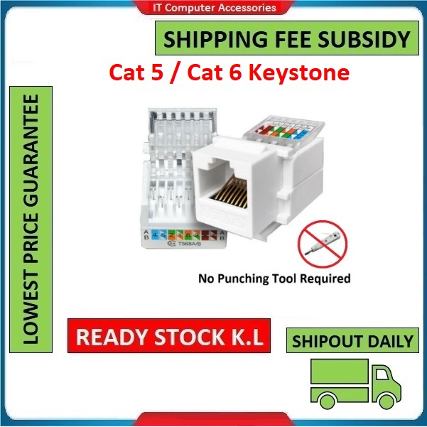 CAT5e/CAT6 RJ45 Keystone Jack Module Tool-Less No Punch Down Tool ...