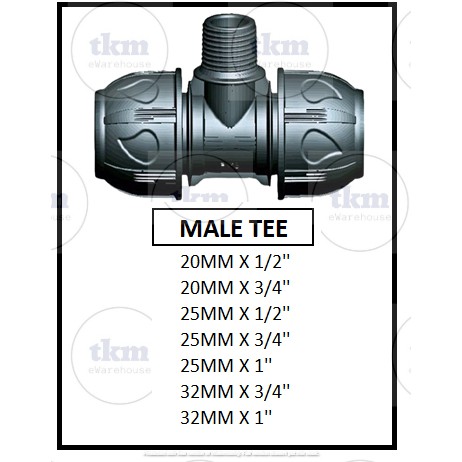 [COMPRESSION] 20mm 25mm 32mm 1/2” 3/4” 1” HDPE POLY PP FITTINGS PIPE ...