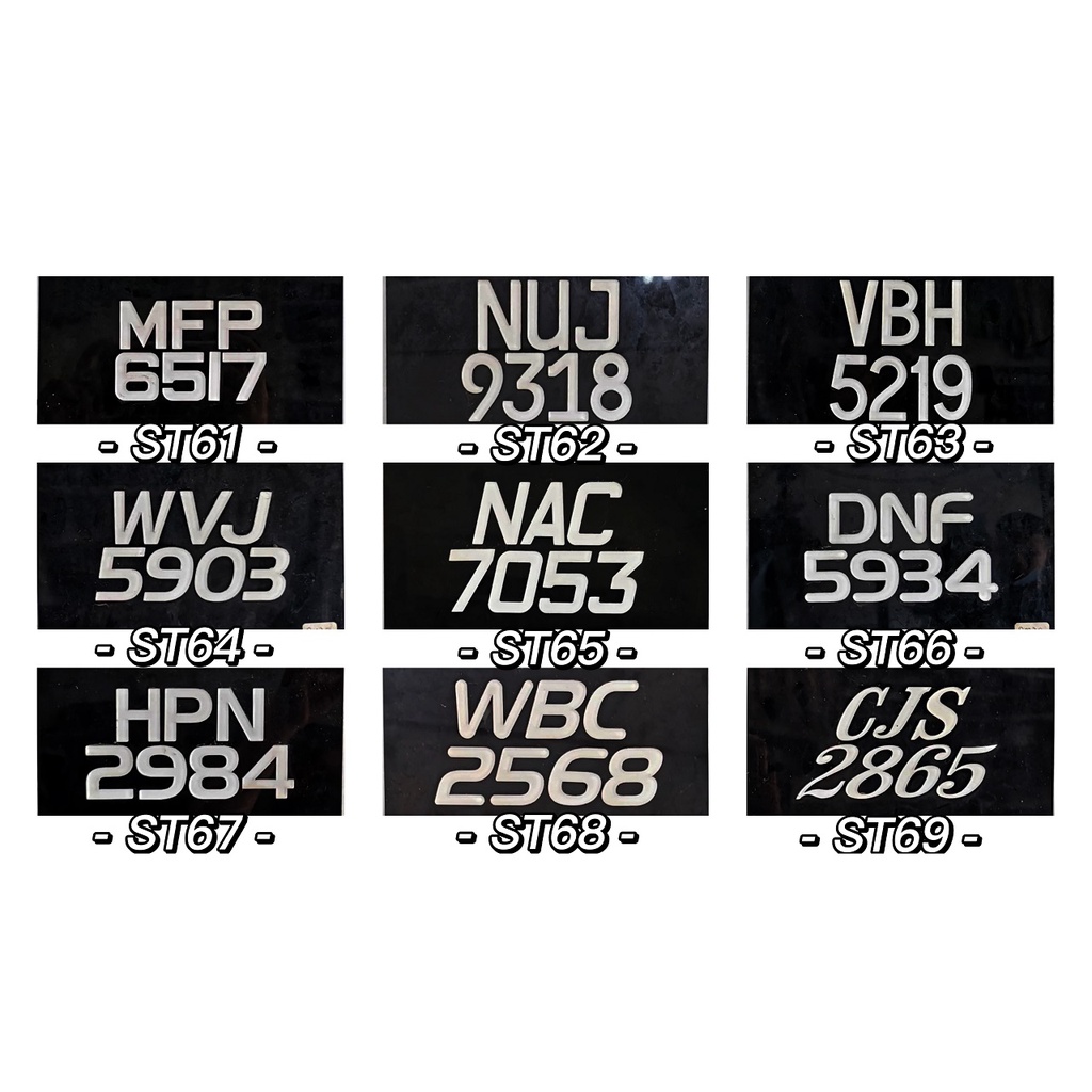 (Ready Stock) Motor Number Plate Tanam Font White 3D (ST60-69) | Shopee ...