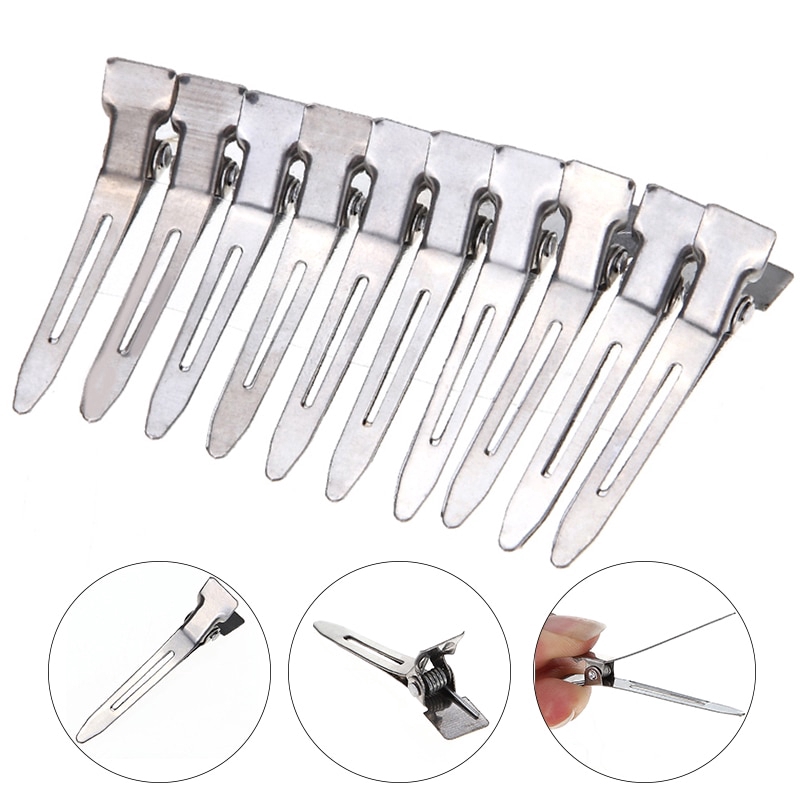 Monja 50Pcs Silver Flat Base Duck Mouth Metal Ultrathin Hair Clips ...