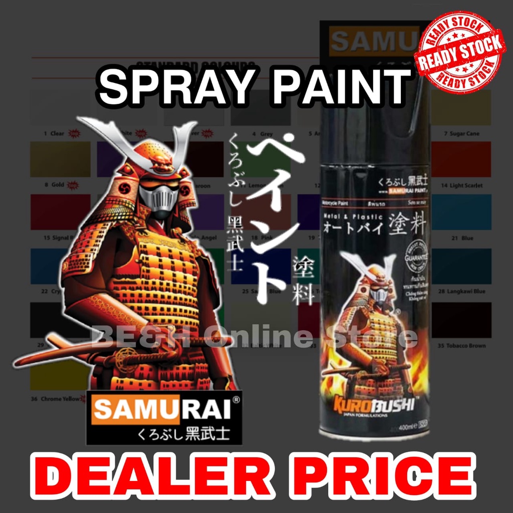Samurai STANDARD COLOURS (400ML) Spray Paint CAT SPRAY Motor KERETA ...