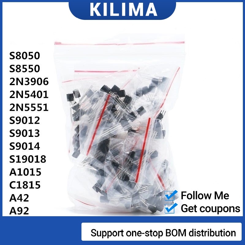 Commonly-used Transistor Set Kit TO-92 A42 A92 2N5551 2N5401 2N3904 ...