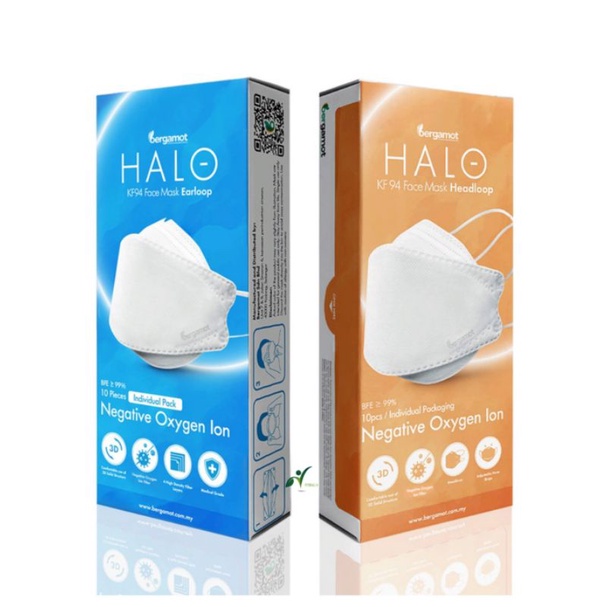 BERGAMOT HALO KF 94 FACE MASK (EARLOOP/HEADLOOP) 10'S | Shopee Malaysia