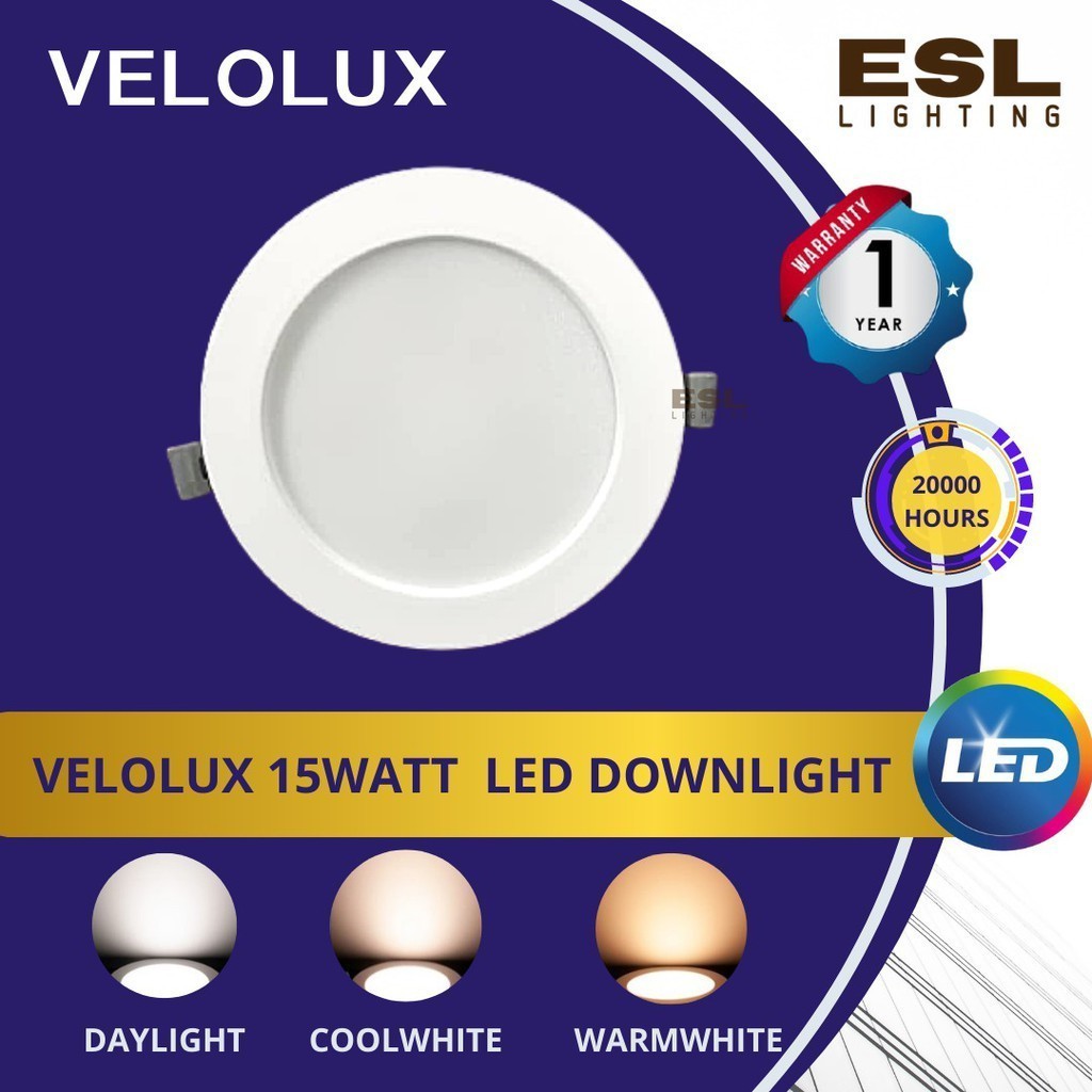ESL LIGHTING VELOLUX 15Watt 4Inch Round LED Downlight (Daylight/Warm ...