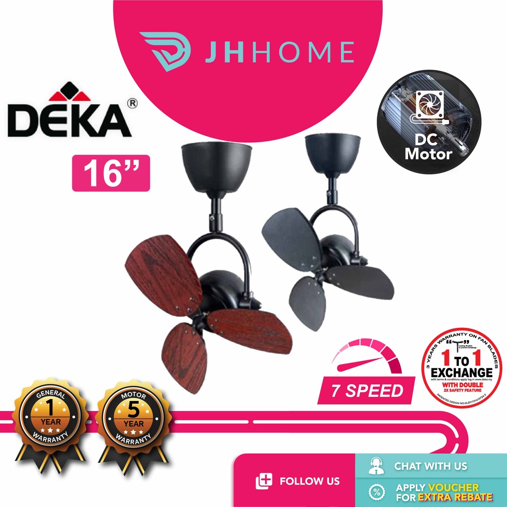 Deka 16 Inch 3 Blades Dc Motor 7 Speeds Black And Wooden Ceiling And ...