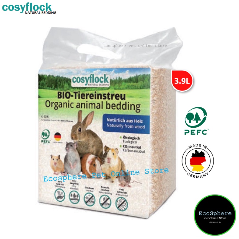 COSYFLOCK Bio-Tiereinstreu Organic Animal Bedding 3.9L (For Hamster ...
