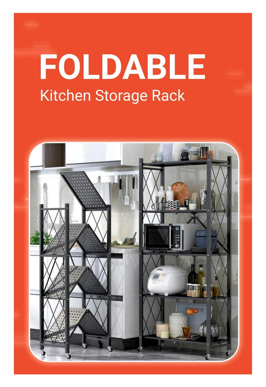 Foldable Storage Rack With Wheel Rak Dapur Rak Kabinet Dapur Rak ...