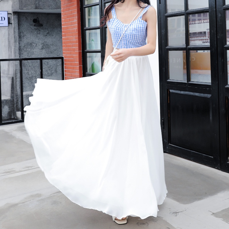 Chiffon skirt kain sarung labuh muslimah kain kembang flare dress plus ...