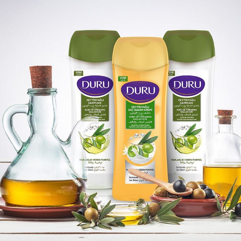 Turkish Duru premium Olive oil Shampoo And conditioner Set For Dry and Damaged Hair 3x600mL ...