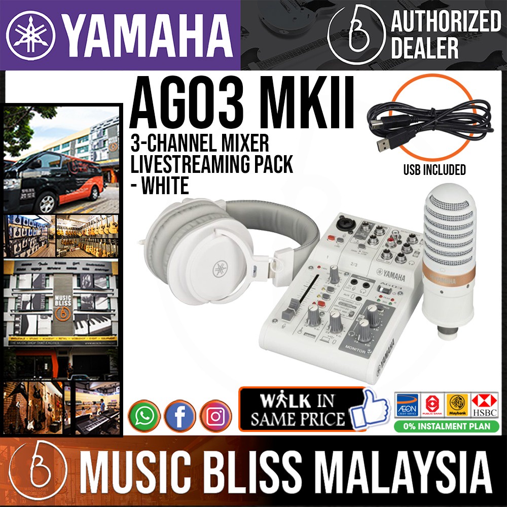 Yamaha AG03 MK2 Live Streaming Pack - Black / White (AG-03 MKII) | Shopee Malaysia