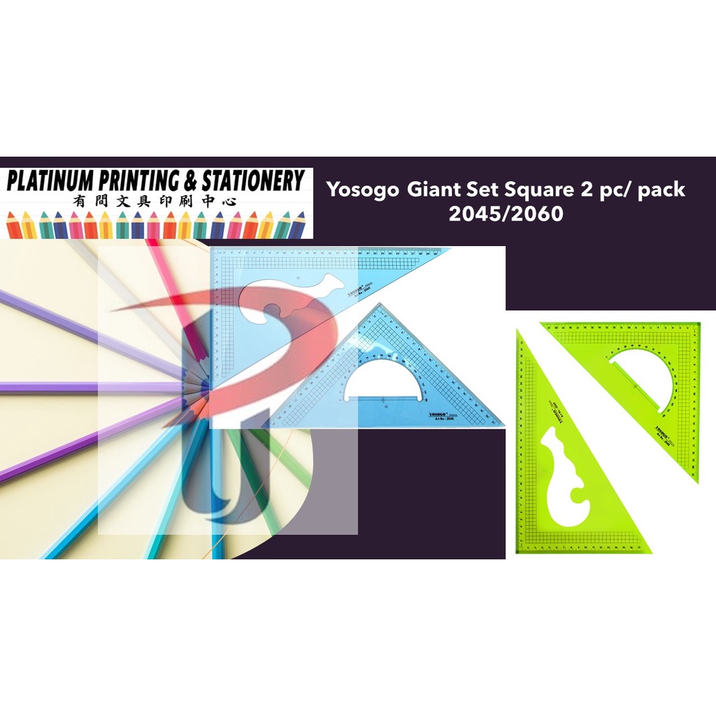 Yosogo Giant Set Square Ruler 2 pcs/ pack 2045/2060 | Shopee Malaysia