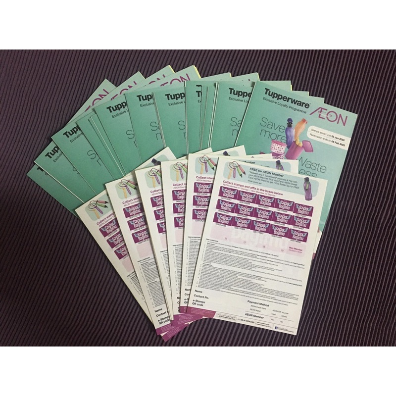 Aeon booklet with 15 stamps for members (Tupperware redemption ...