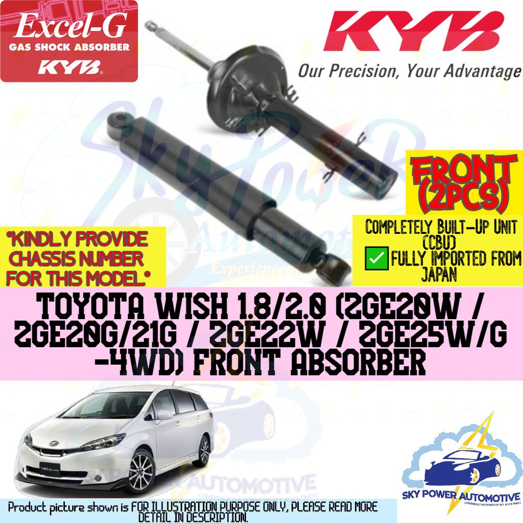 TOYOTA WISH 1.8/2.0 (ZGE20W/ZGE20/21G) (ZGE22W/ZGE25W/G-4WD) KAYABA (KYB) EXCEL-G GAS SHOCK ...