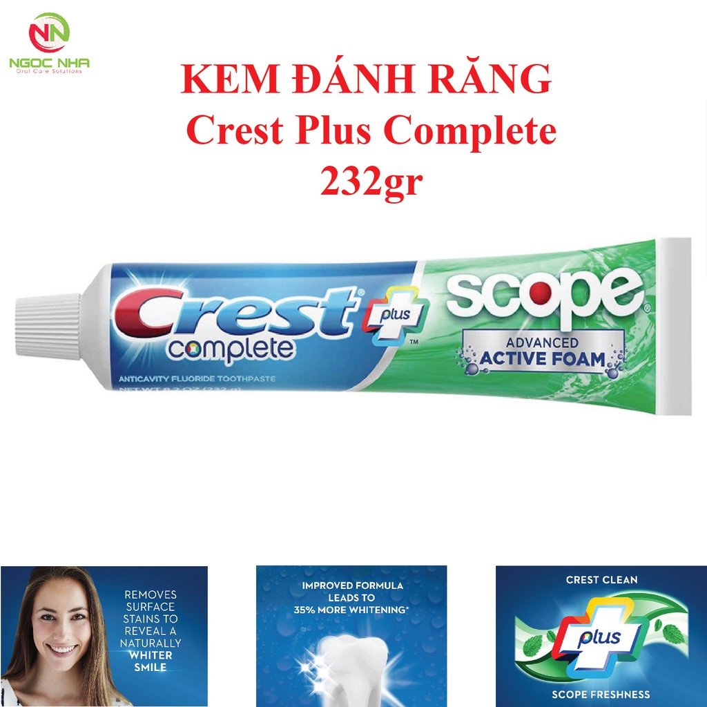 Crest Complete Whitening Plus Scope Advanced Active Foam 232g Whitening ...