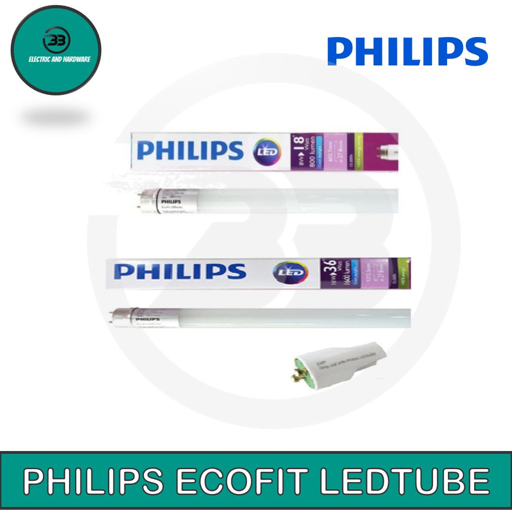 PHILIPS ECOFIT 18W/36W T8 LED TUBE COOL DAY LIGHT 60CM/120CM Lampu Panjang Lampu Led Lampu ...