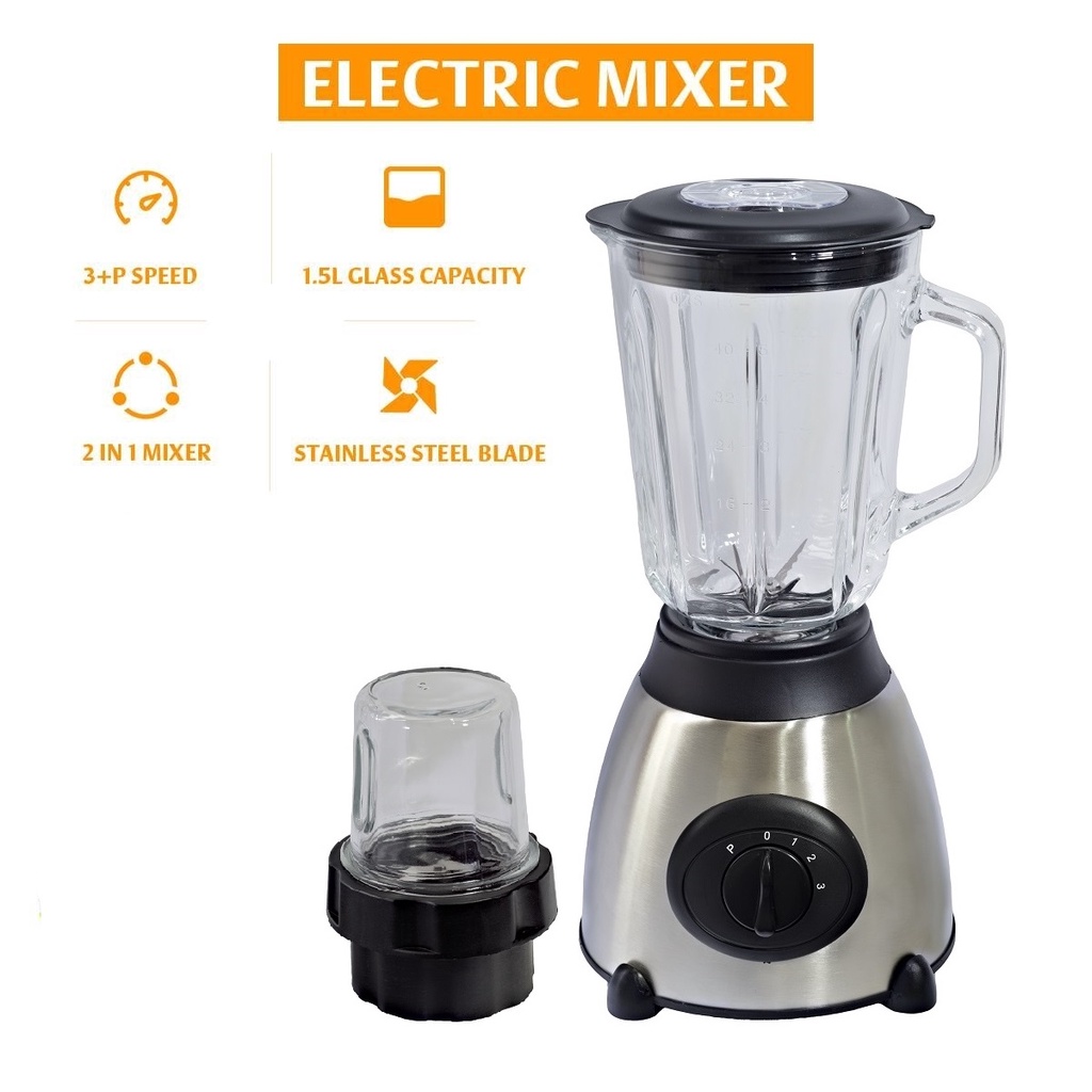 450W 1.5L Electric Blender w/ Dry Mill Fruit Juicer Wet & Dry Glass ...