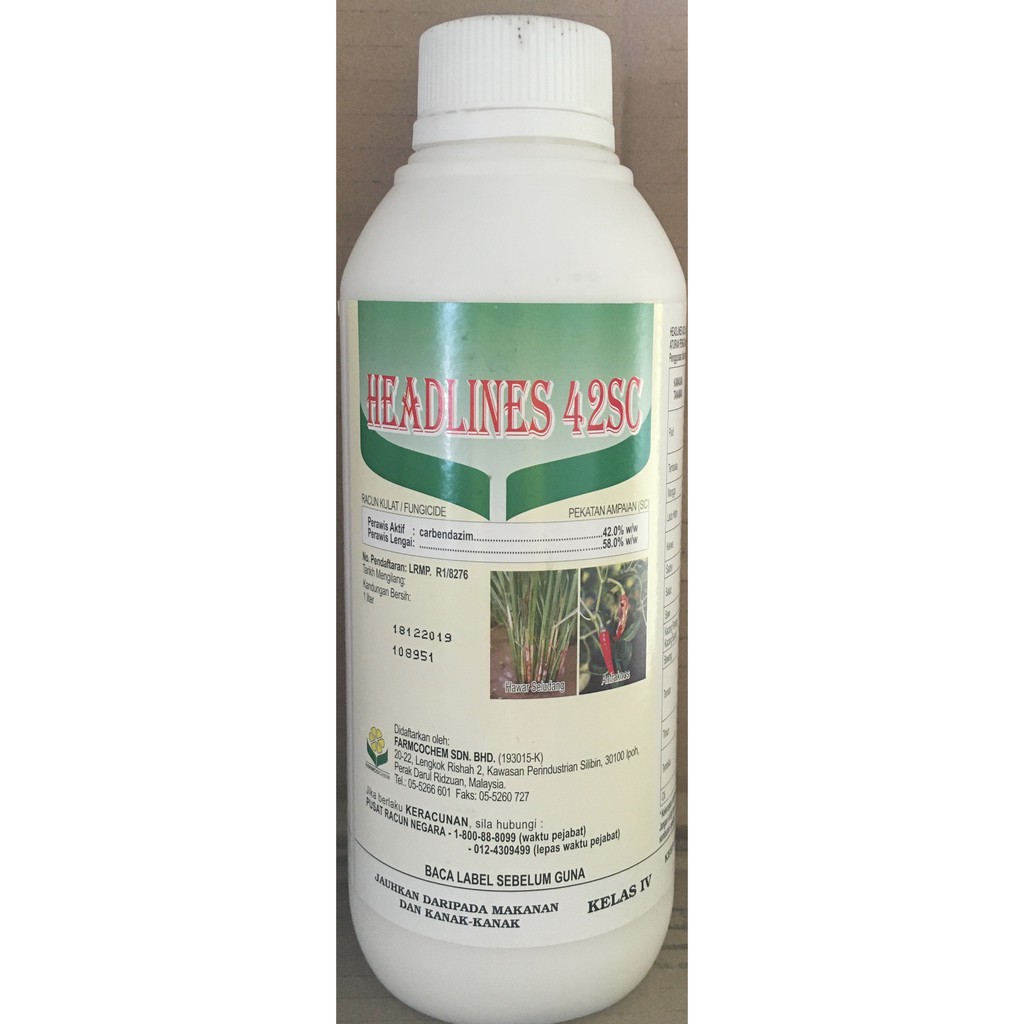 * ORIGINAL * Farmcochem Headlines 42SC 1L / racun kulat / bintik daun ...