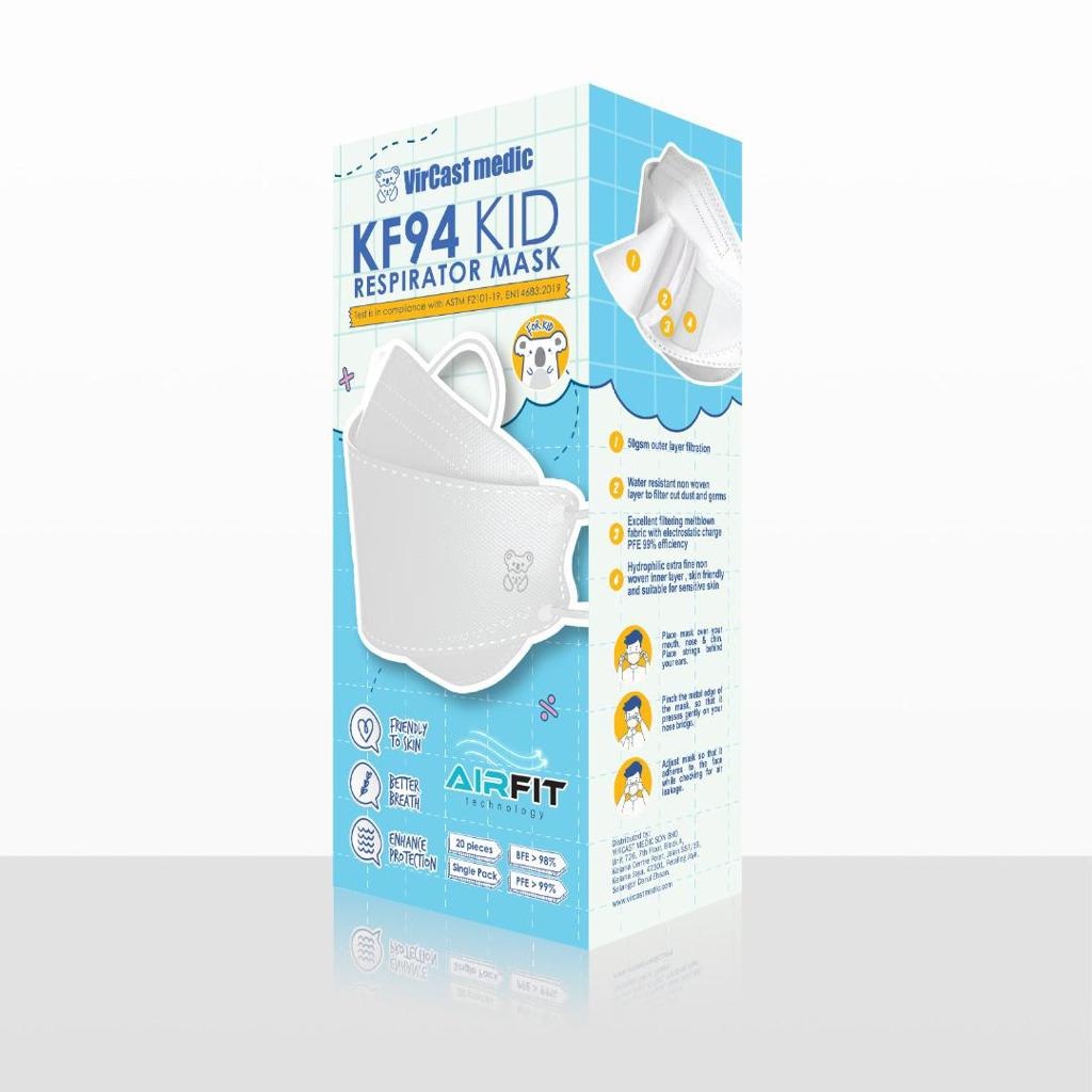 Original Vircast Medic Protective KN95 5Ply / KF94 4Ply Adult Kids Kid ...