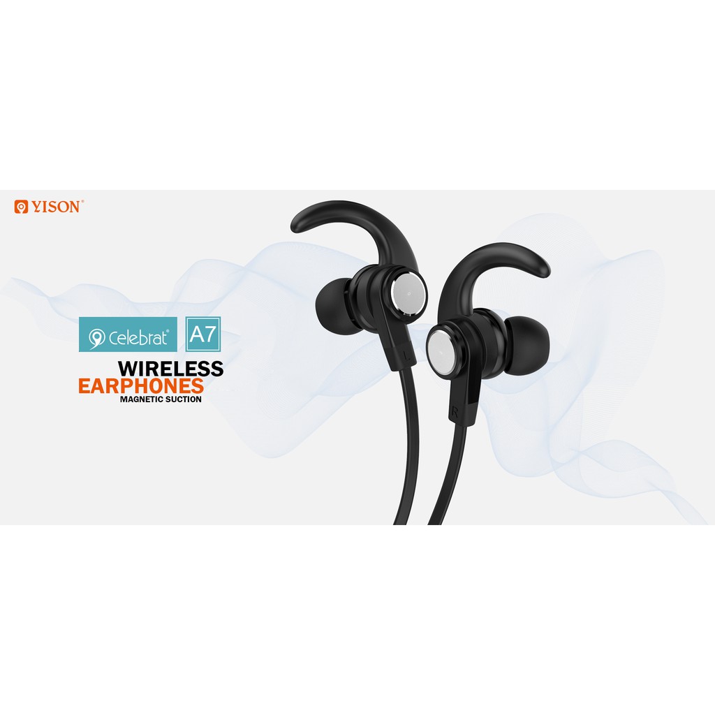 YISON CELEBRATE A7 WIRELESS MAGNETIC SUCTION EARPHONE BLACK & RED COLOR ...