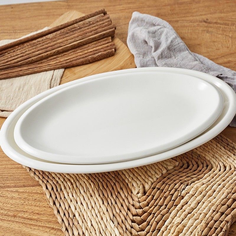 White Porcelain Korean Oval Deep Fish Plate / Porcelain Oval Plate ...