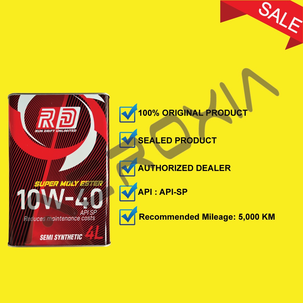 RUN DRIFT (RD) SUPER MOLY ESTER SEMI SYNTHETIC 10W-40 API SP 4L TIN | Shopee Malaysia