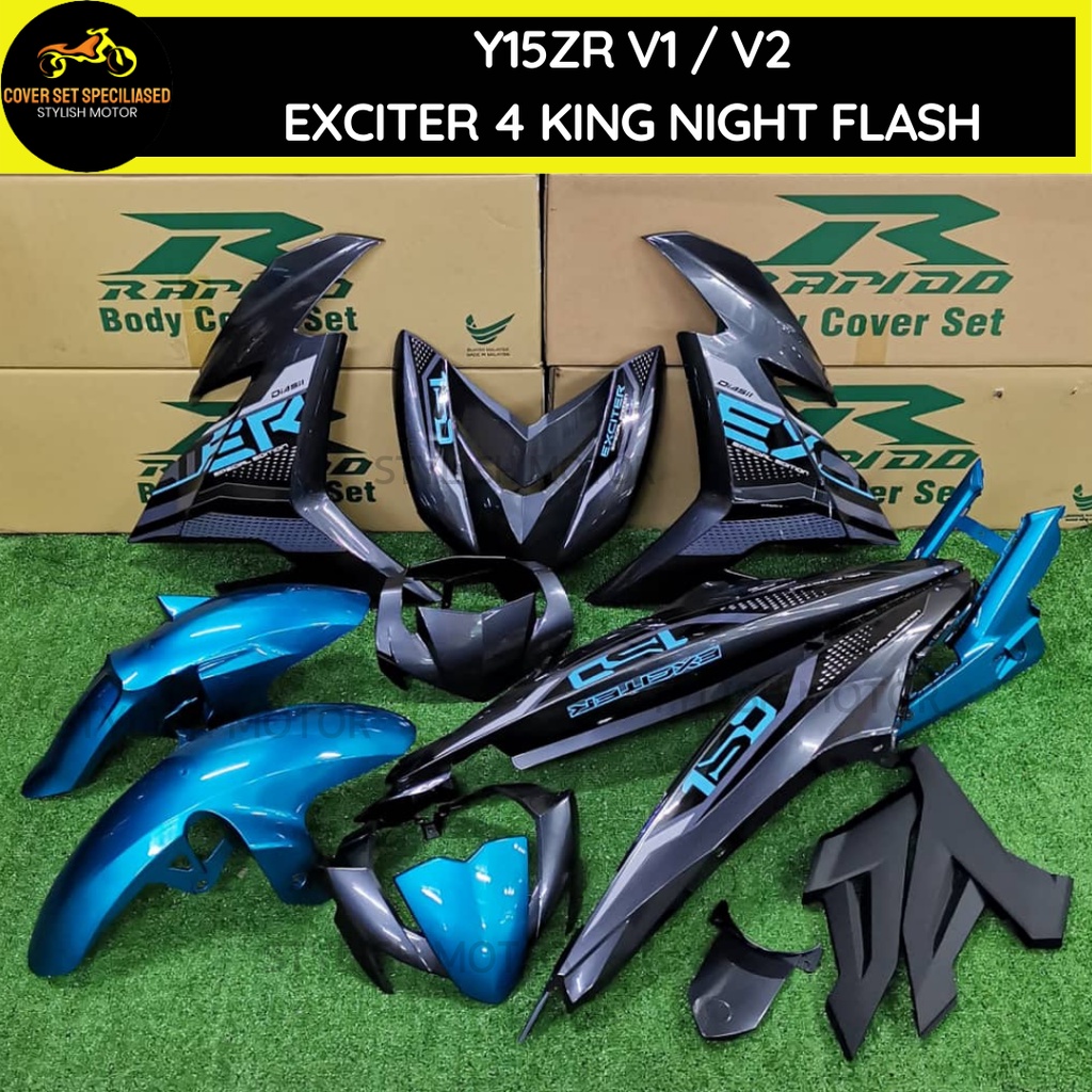 (STICKER TANAM/AIRBRUSH) RAPIDO COVER SET Y15ZR V1/V2 EXCITER 4 KING NIGHT FLASH | Shopee Malaysia