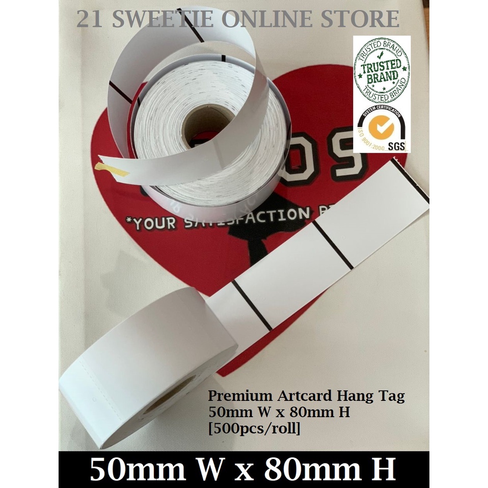 Blank Price Hang Tag 50mm x 80mm Barcode Label Printing Artcard 50x80 ...