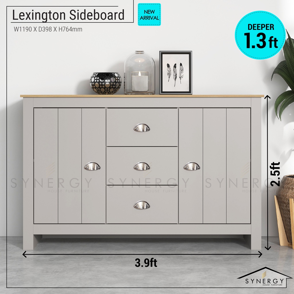 Synergy House Lexington Display Cabinet 2 Door 3 Drawer Storage 2.5ft Height Sideboard 1.3ft Deeper Shopee Malaysia