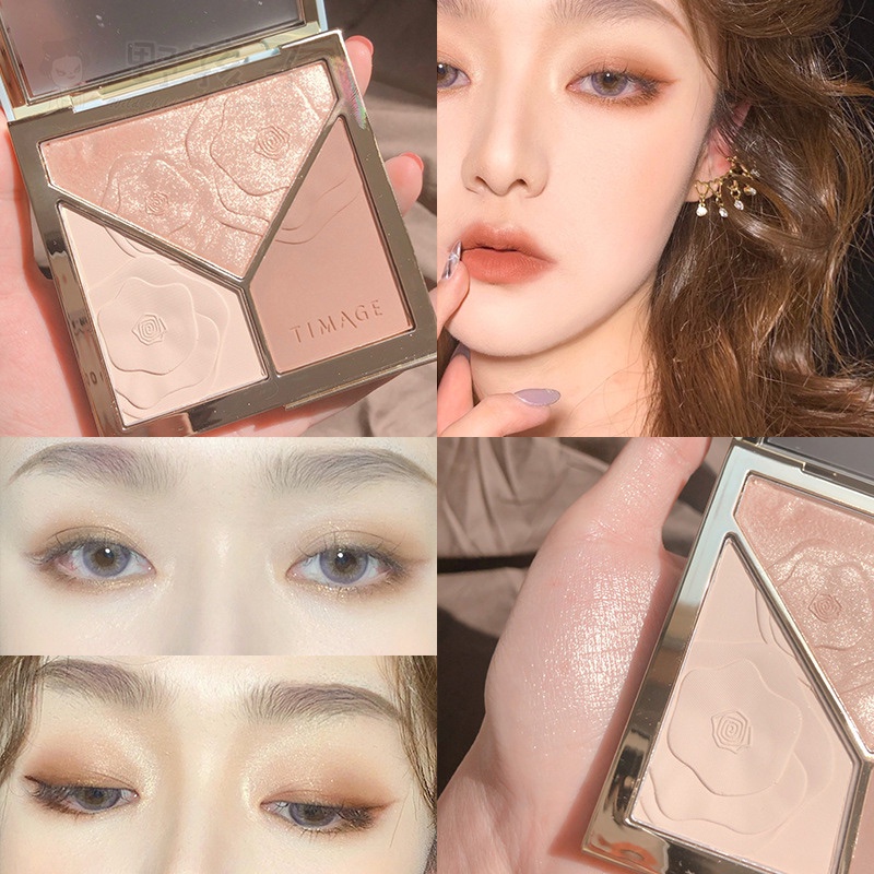 Natural non smudging high gloss powder blusher repair matte eye shadow ...
