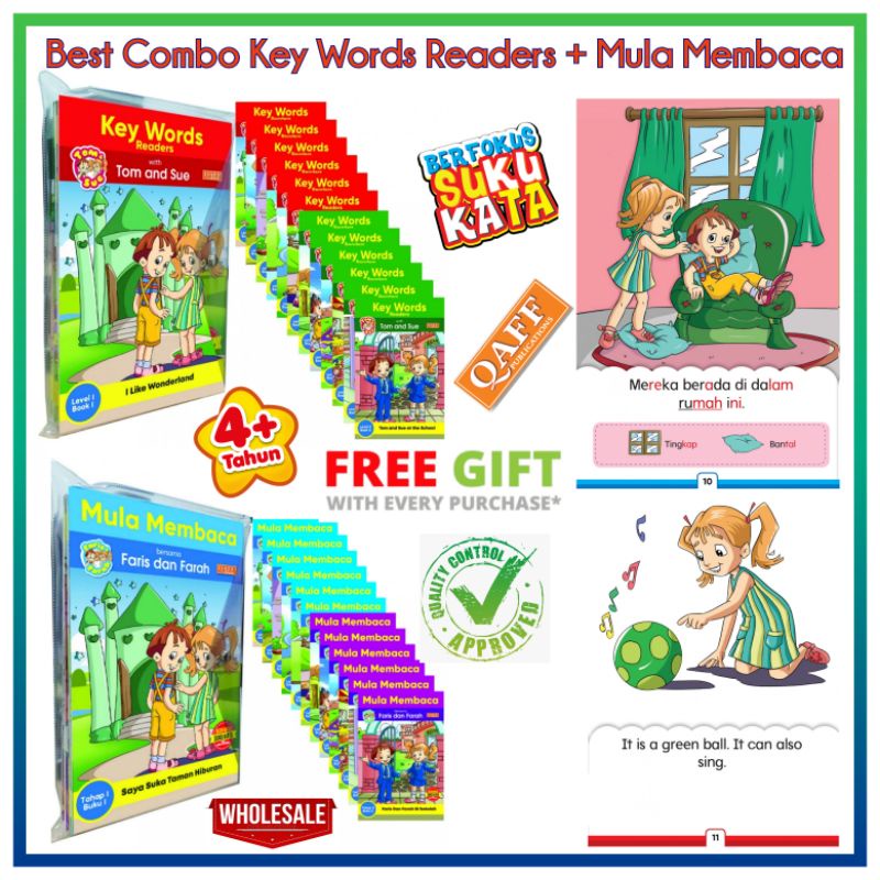 Mula Membaca Bersama Faris dan Farah + Key Words Readers With Tom and ...