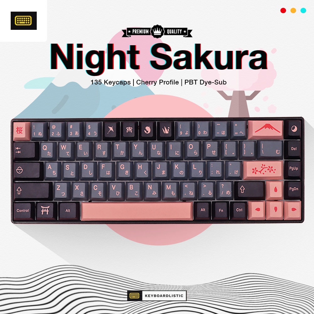 [𝐅𝐑𝐄𝐄 𝐒𝐇𝐈𝐏𝐏𝐈𝐍𝐆] Eng/Jap Night Sakura Keycaps | Cherry Profile | PBT Dye ...